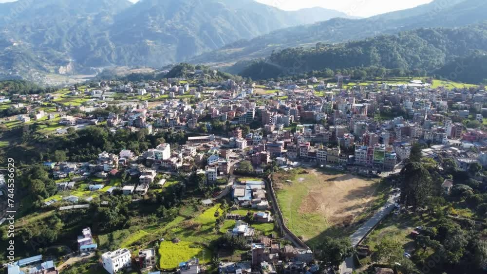 Aerial view of beautiful Village in Nepal 4k. traditional village in ...