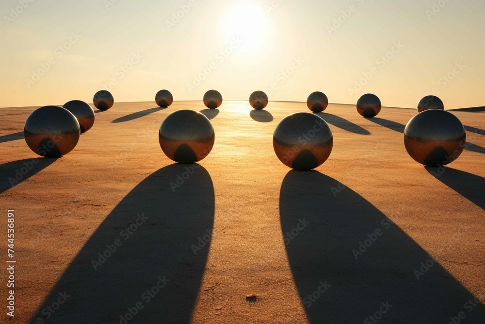 Spherical orbs floating in mid-air, arranged from smallest to largest ...