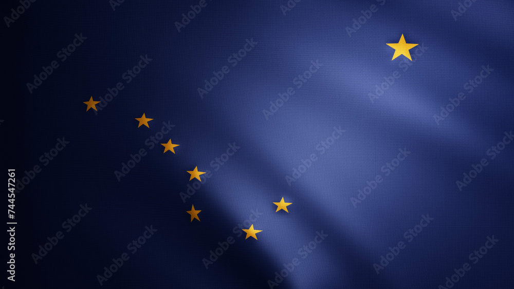 Alaska flag with fabric texture that moves in the wind. Smooth movement ...
