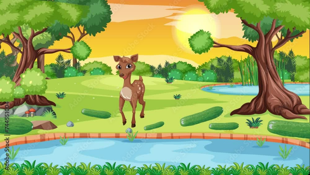 a mouse deer who likes to steal and eat cucumbers 2d animated Cartoon ...