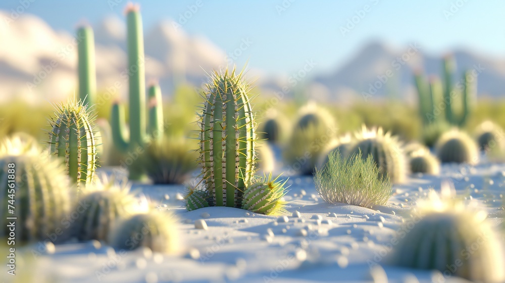 Cactus Oasis: Amidst the arid desert, cacti stand tall, their prickly ...