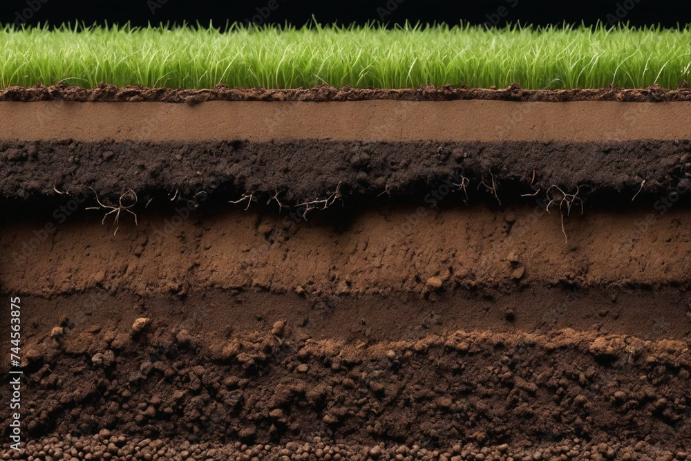 Underground soil layer of cross section earth, erosion ground with ...