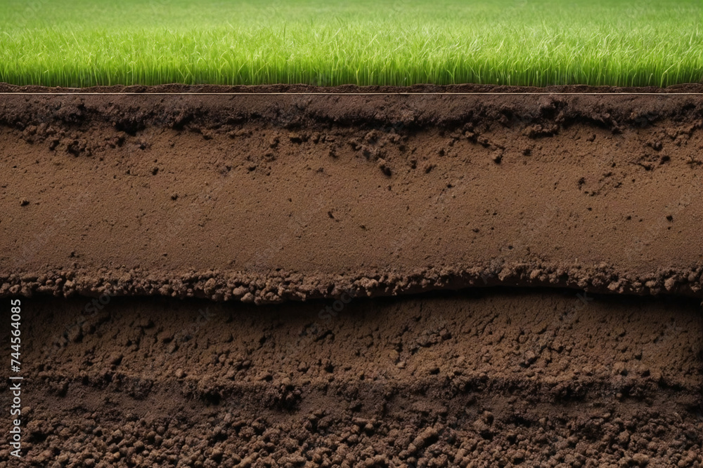 Underground soil layer of cross section earth, erosion ground with ...