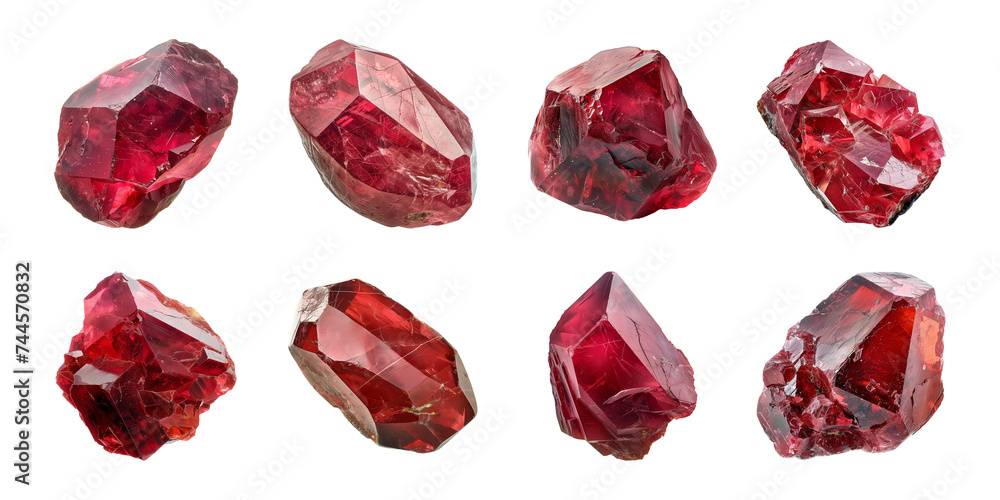 Collection of red gem stones isolated on a transparent background, PNG ...