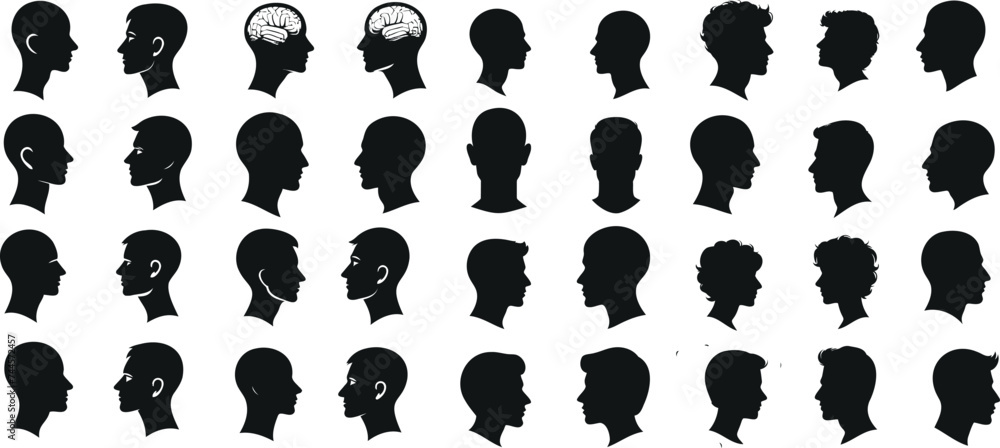 Cameo Silhouette collection, diverse profiles. Ideal for identity ...