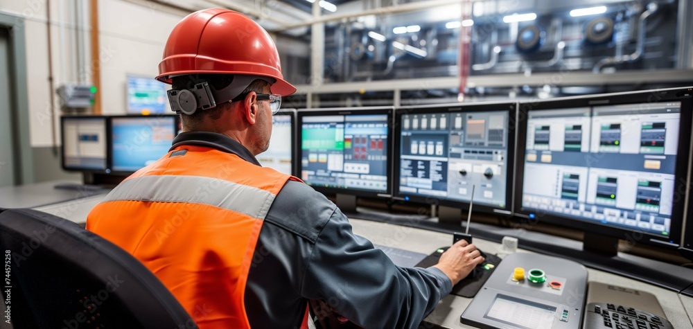 A technician uploads the latest software updates to a realtime alert ...