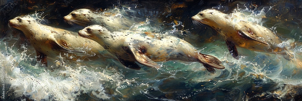 Explore the enchanting world of Australian sea lions through a painting ...
