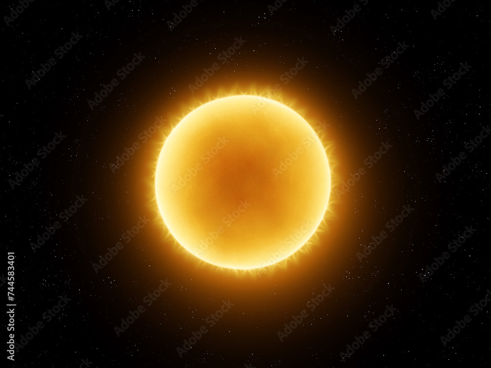 Sun-like star isolated. A yellow dwarf with low mass on a black ...