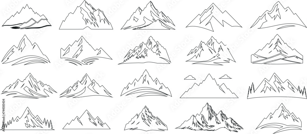 Mountain sketches collection, perfect for outdoor adventure logos ...
