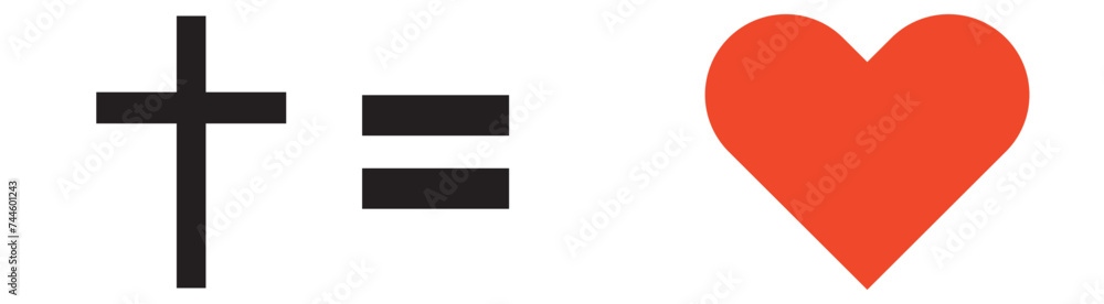 Cross love logo icon. Christian heart Jesus worship bible illustration ...