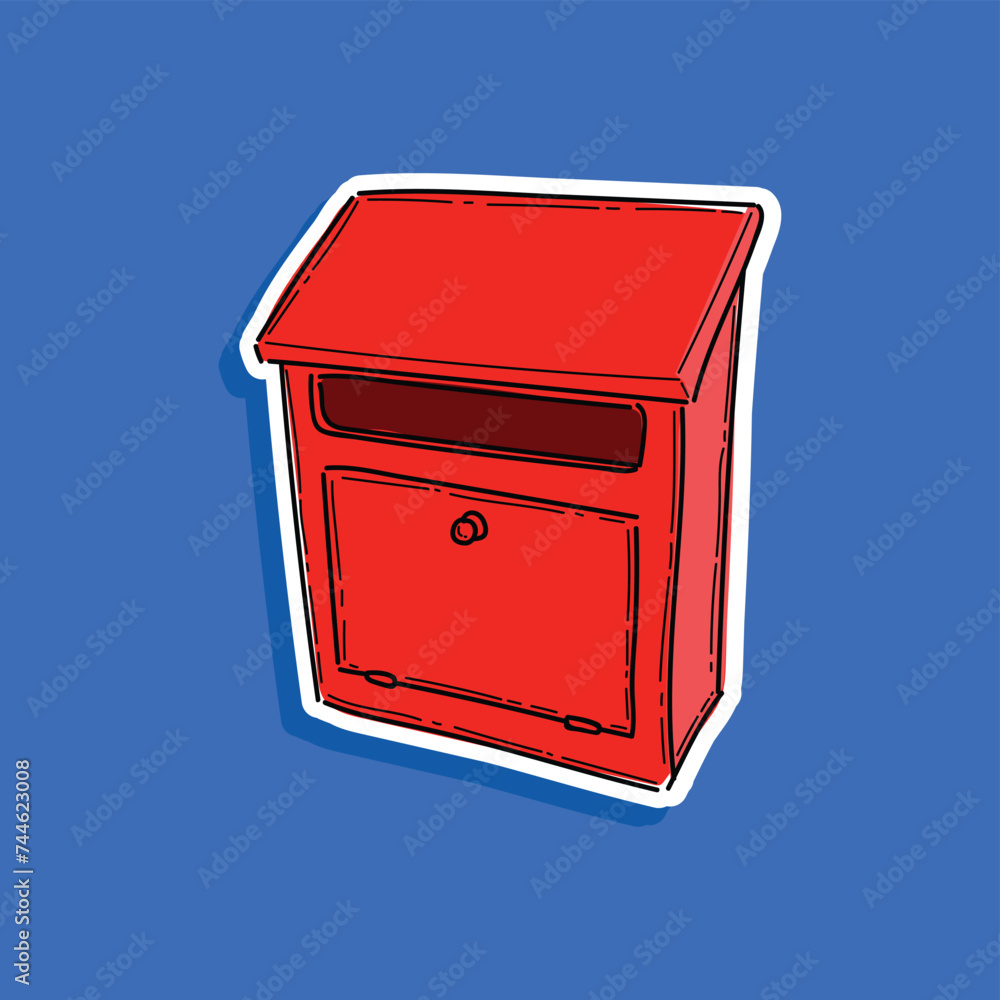 Poster postbox 2 sticker cartoon illustration vector design isolated in ...