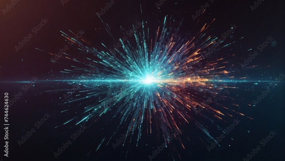 Radiant digital explosion of particles. Futuristic point explosion ...