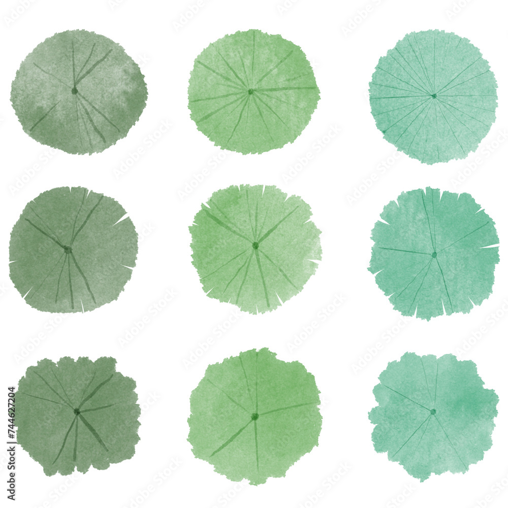 set of tree top view for landscape plan and architecture element. Trees ...