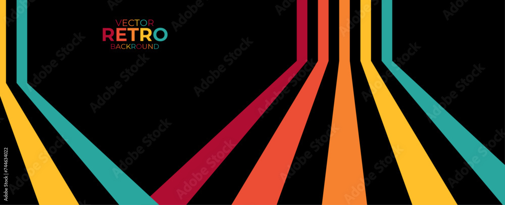 retro vintage 70s style stripes background poster lines. shapes vector ...
