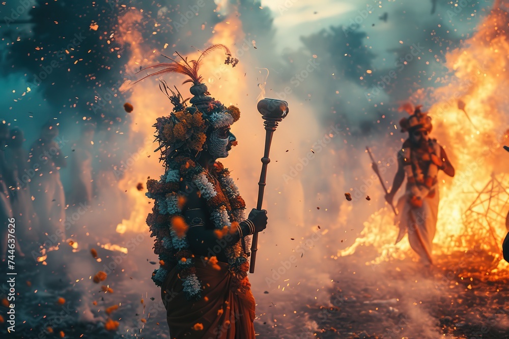 legend of Holika and Prahlad, connecting the burning pyre to the ...