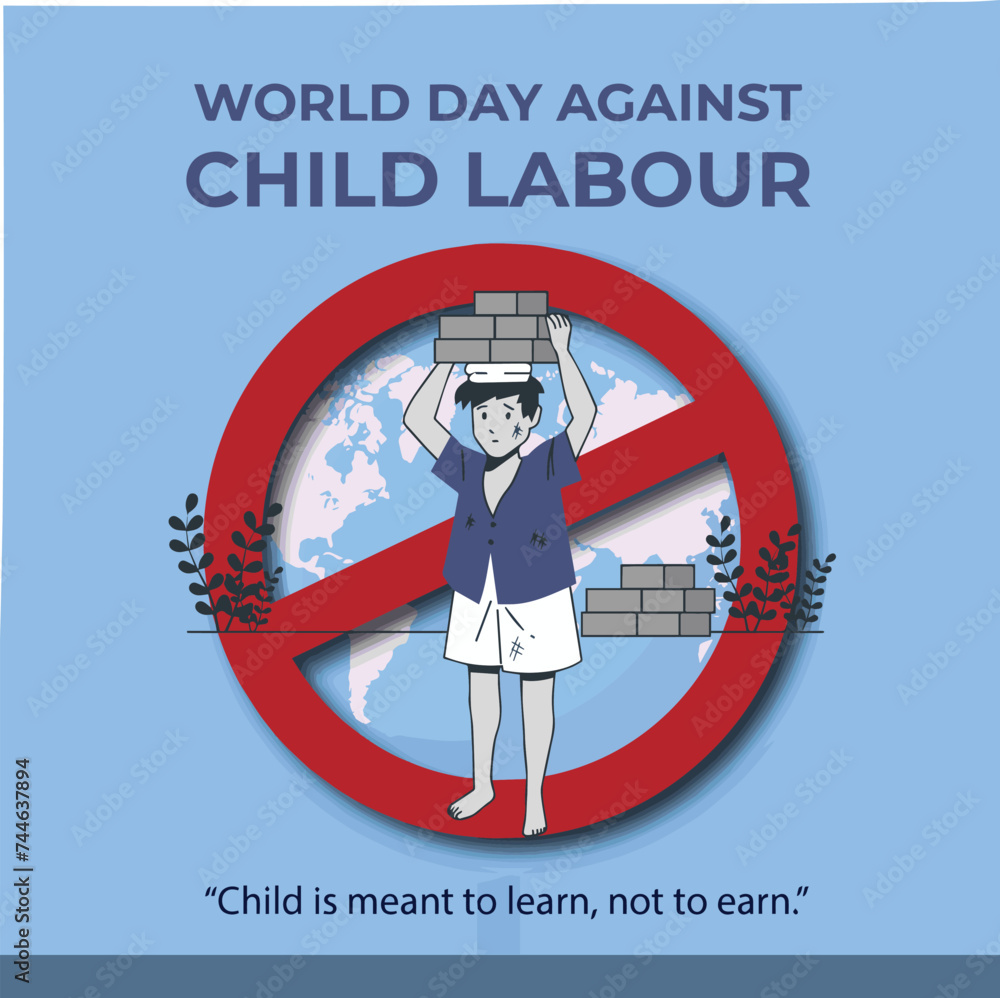 World child labour day, Child abuse, End child labour Stock Vector ...
