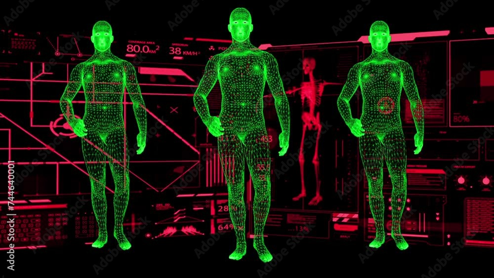 Running men 3D video. Mesh texture, grid mystical texture. Futuristic ...