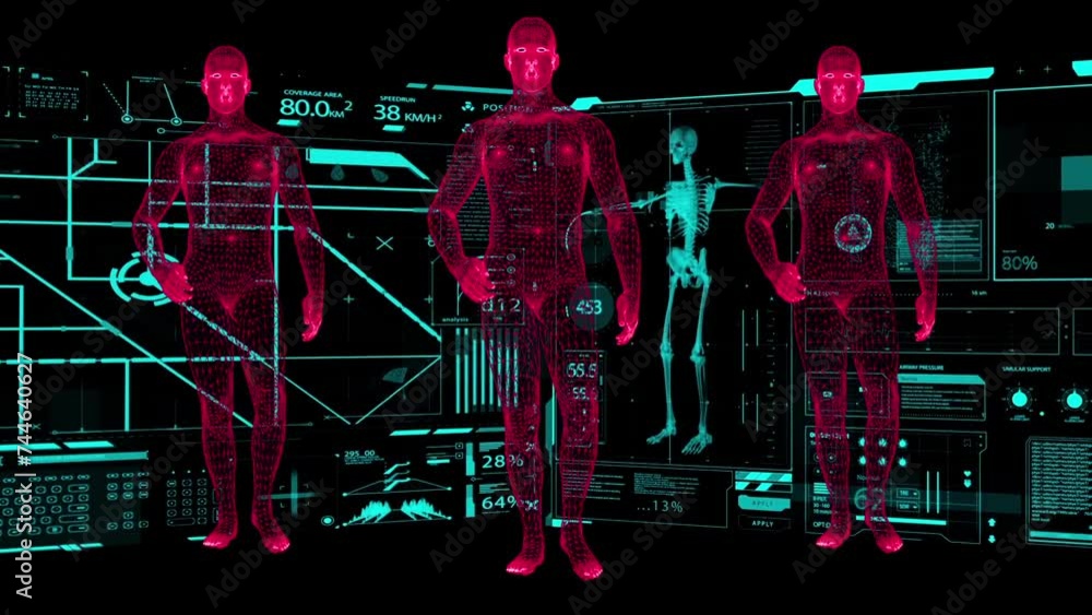 Running men 3D video. Mesh texture, grid mystical texture. Futuristic ...