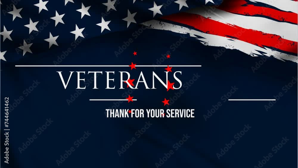 Thank you veterans day animation with five stars and gray background ...
