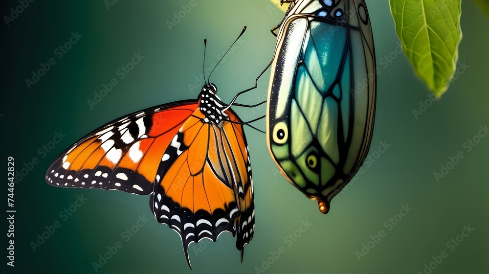 the fleeting moment of a butterfly emerging from its chrysalis ...