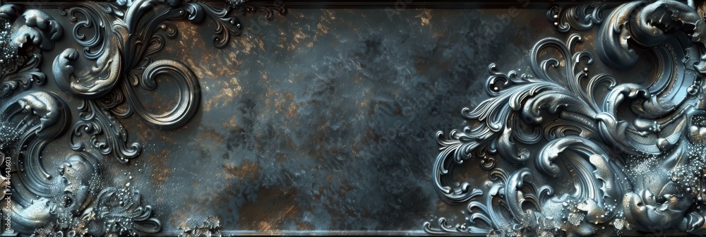 Dark Bronze Background with Metal Frame and Elements in the Style of ...