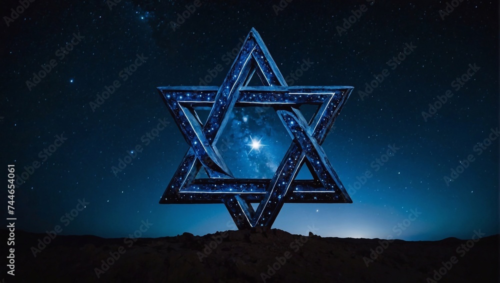 Star of David in the night sky. Starry sky and Megan David. Symbol of ...