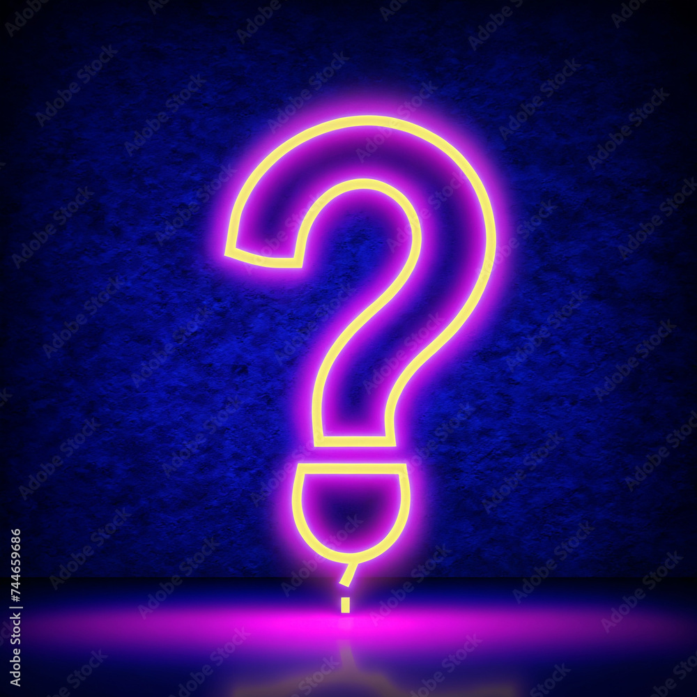 Neon bright question mark sign Stock Illustration | Adobe Stock