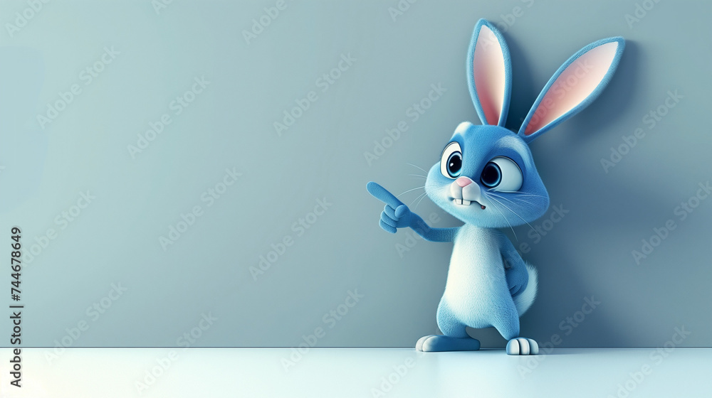 Cute cartoon animal, 3d art style, plain blue background. Stylized ...