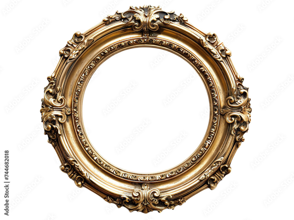 Antique carved gilded frame isolated on transparent background, Vintage ...