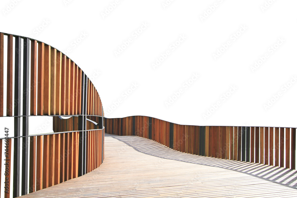 Poster Wooden walkway with handrail on transparent background (PNG File ...