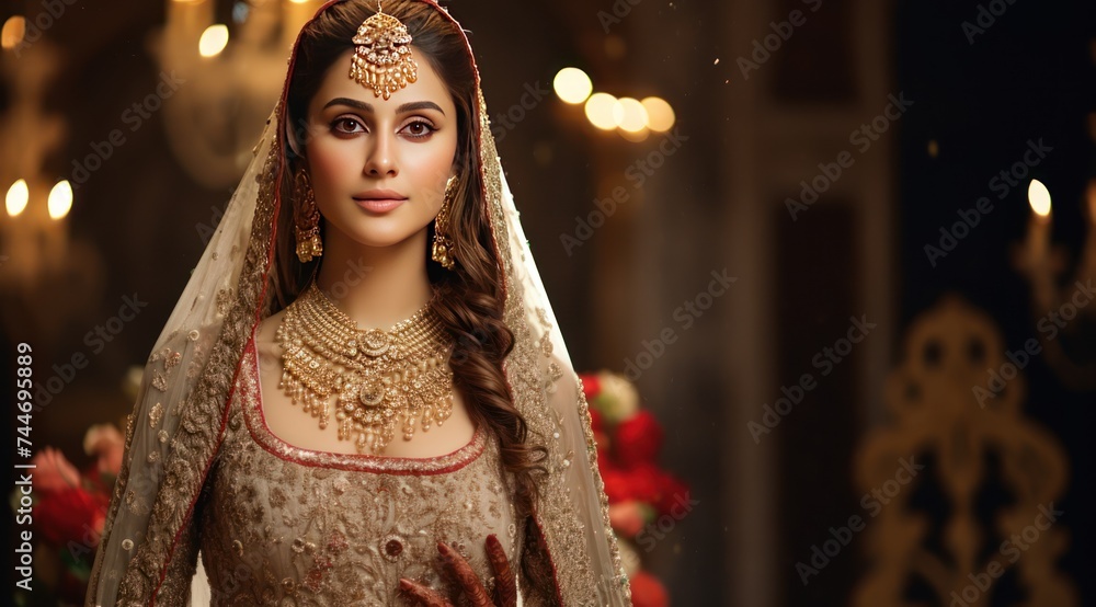 Luxurious Pakistani Bride in Traditional Wedding Attire at Grand Mughal ...