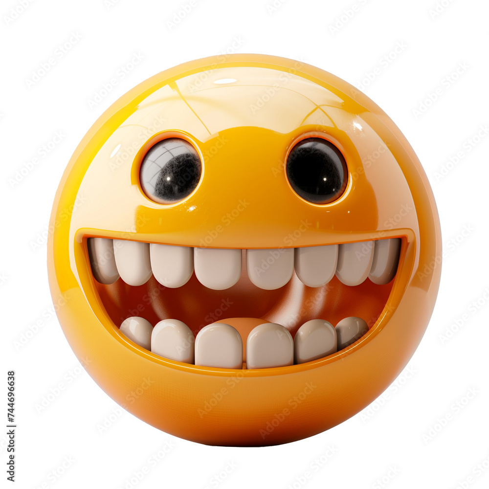 Smiling orange emoticon isolated on transparent background. 3d render ...