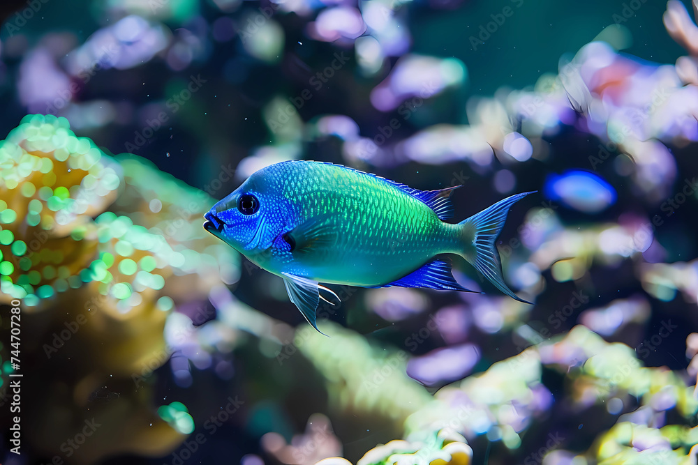 Blue Green Chromis (Chromis viridis) - Schooling fish that adds lively ...