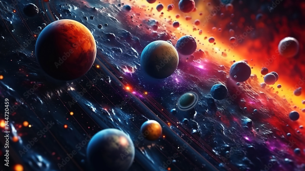 Solar system realistic background Stock Illustration | Adobe Stock