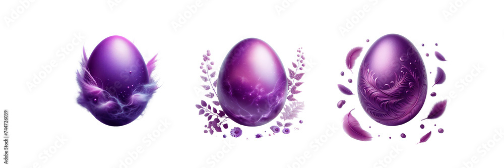 Set of purple color egg, illustration, isolated over on transparent ...