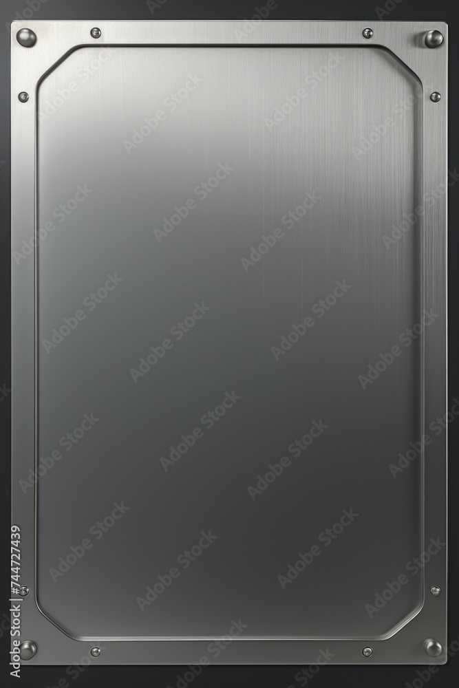 Industrial metal plate with rivets on a dark backdrop. Perfect for ...