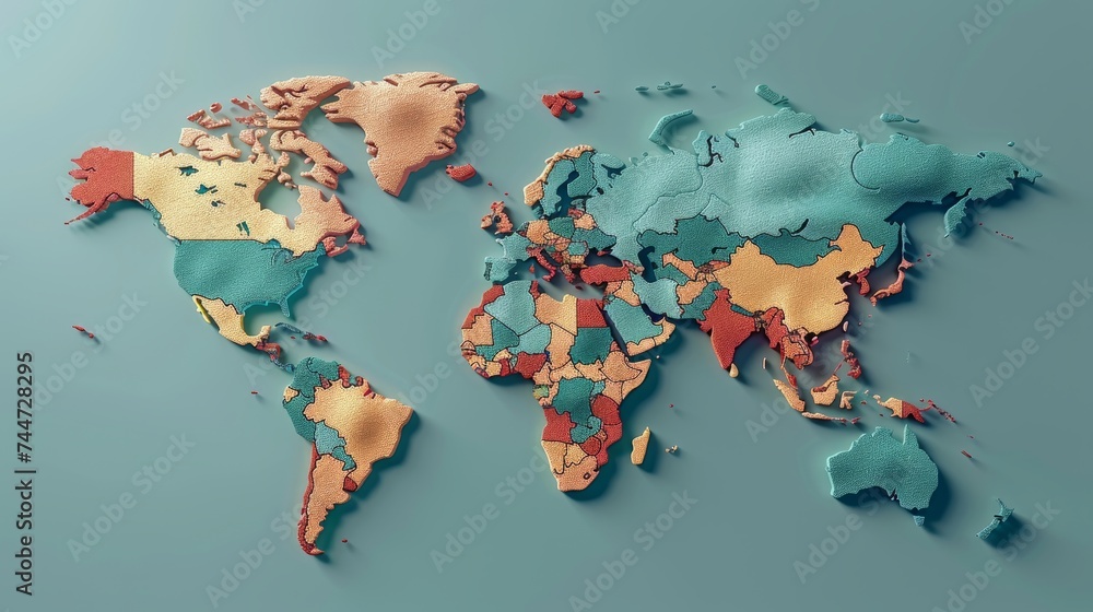 Explore the world: detailed 3d political map vector - perfect for ...