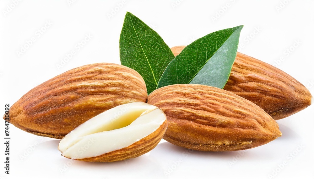 almond isolated almonds on white background almond set whole cut half ...