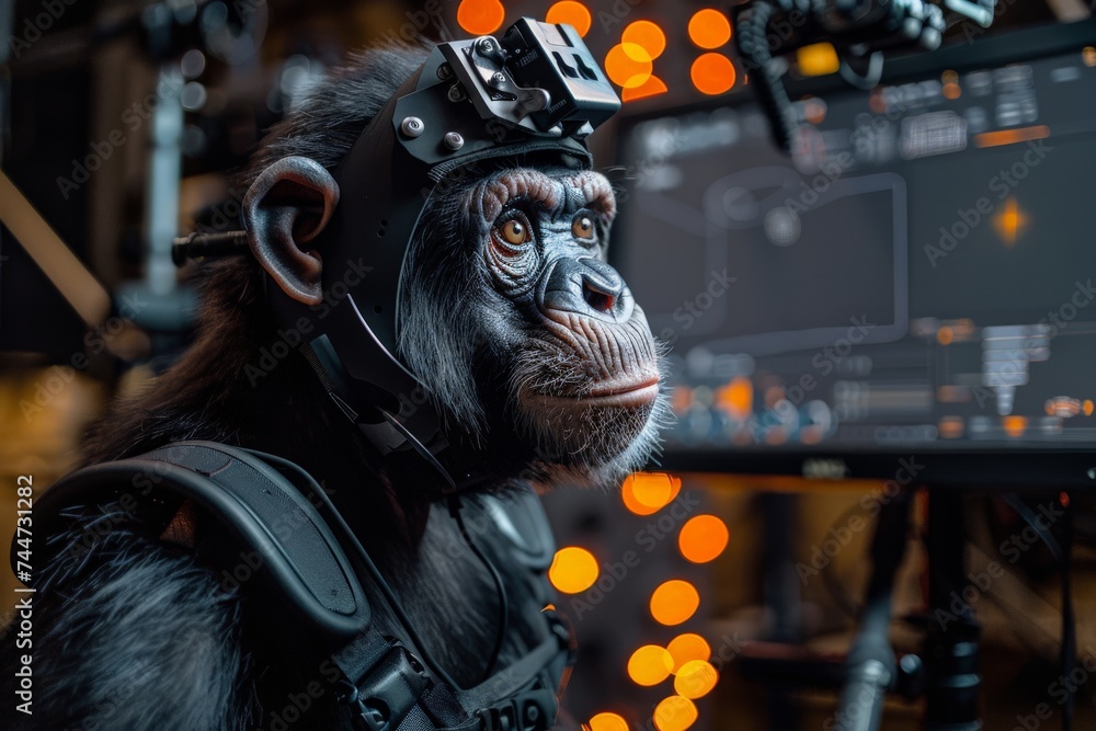 Animal in a motion capture suit for a video game development session ...