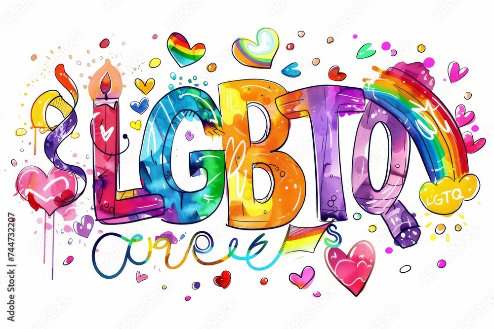LGBTQ Pride digital art. Rainbow gender socialization colorful pronoun ...