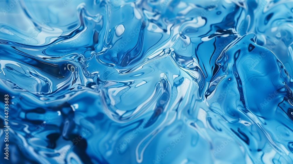 Blue abstract background for design with smooth transparent lines and ...