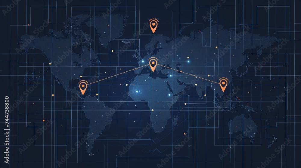 Explore the globe: detailed vector world map with pointers - perfect ...