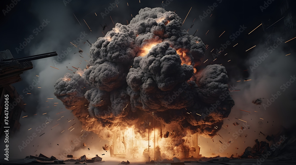 bomb explosion, mushroom from a bomb explosion, mushroom from gunpowder ...