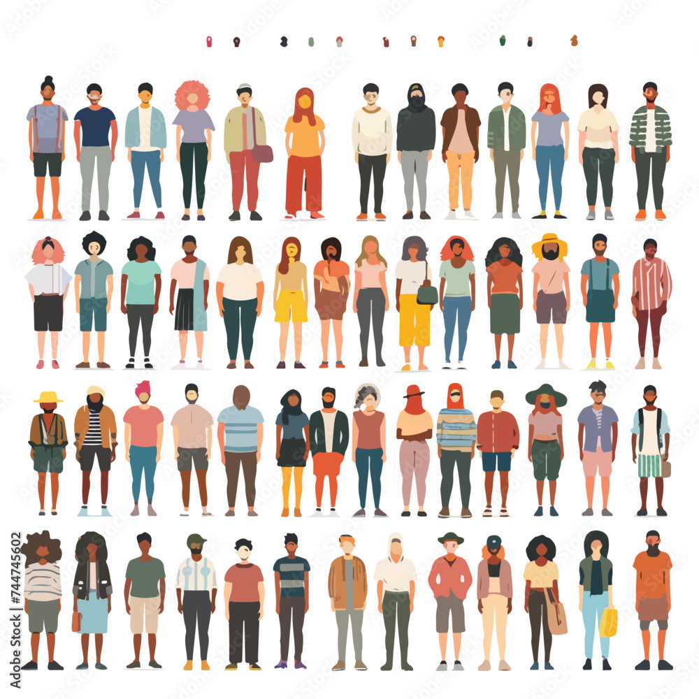 White background with full body group people of the Stock Vector ...