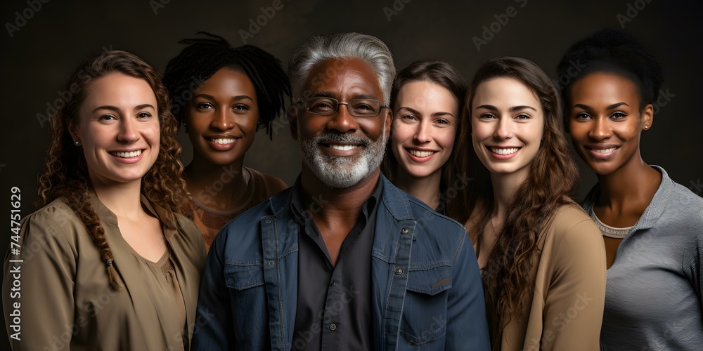 Diverse group of people of all ages and races posing happily. Concept ...
