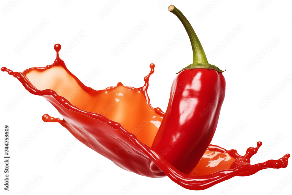 Falling bursting chili pepper Hot sauce PNG splash Isolated on ...