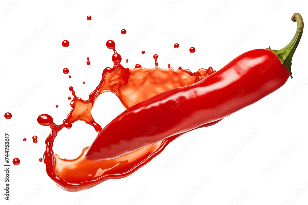 Falling bursting chili pepper Hot sauce PNG splash Isolated on ...