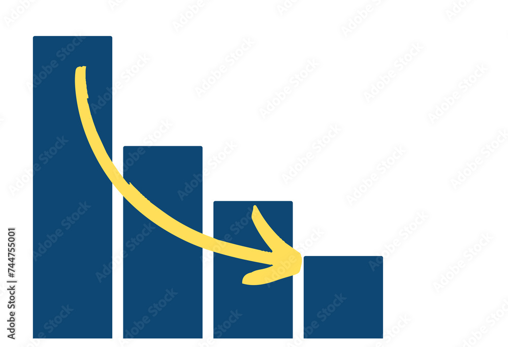 Bar graph showing down in trend, decreasing bar graph Stock ...