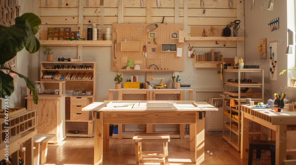 A DIY project station where kids learn practical skills like ...