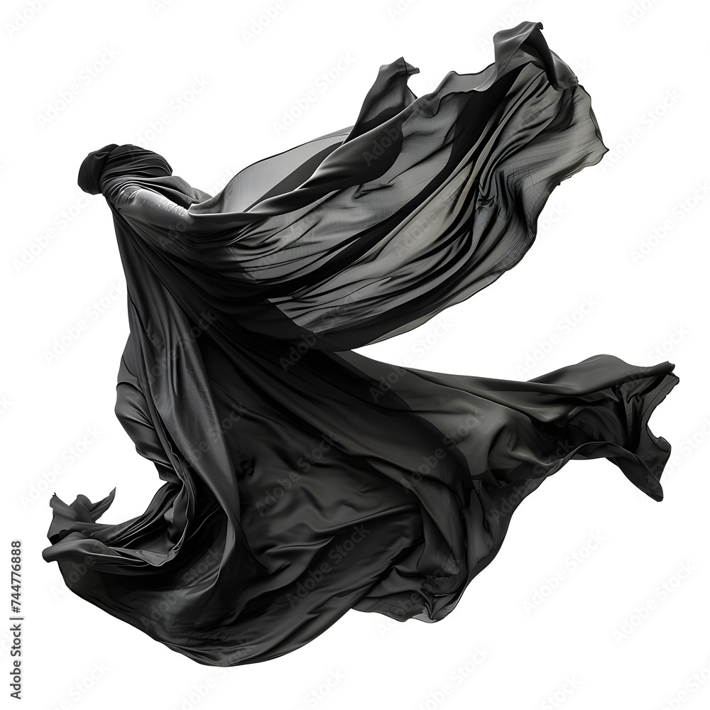 Flying black fabric dress Photo Overlays, flowing cloth, flying silk ...